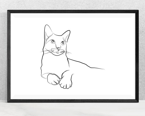 Cat One Line Drawing. Cat Themed Gifts. Minimalist Cat - Etsy