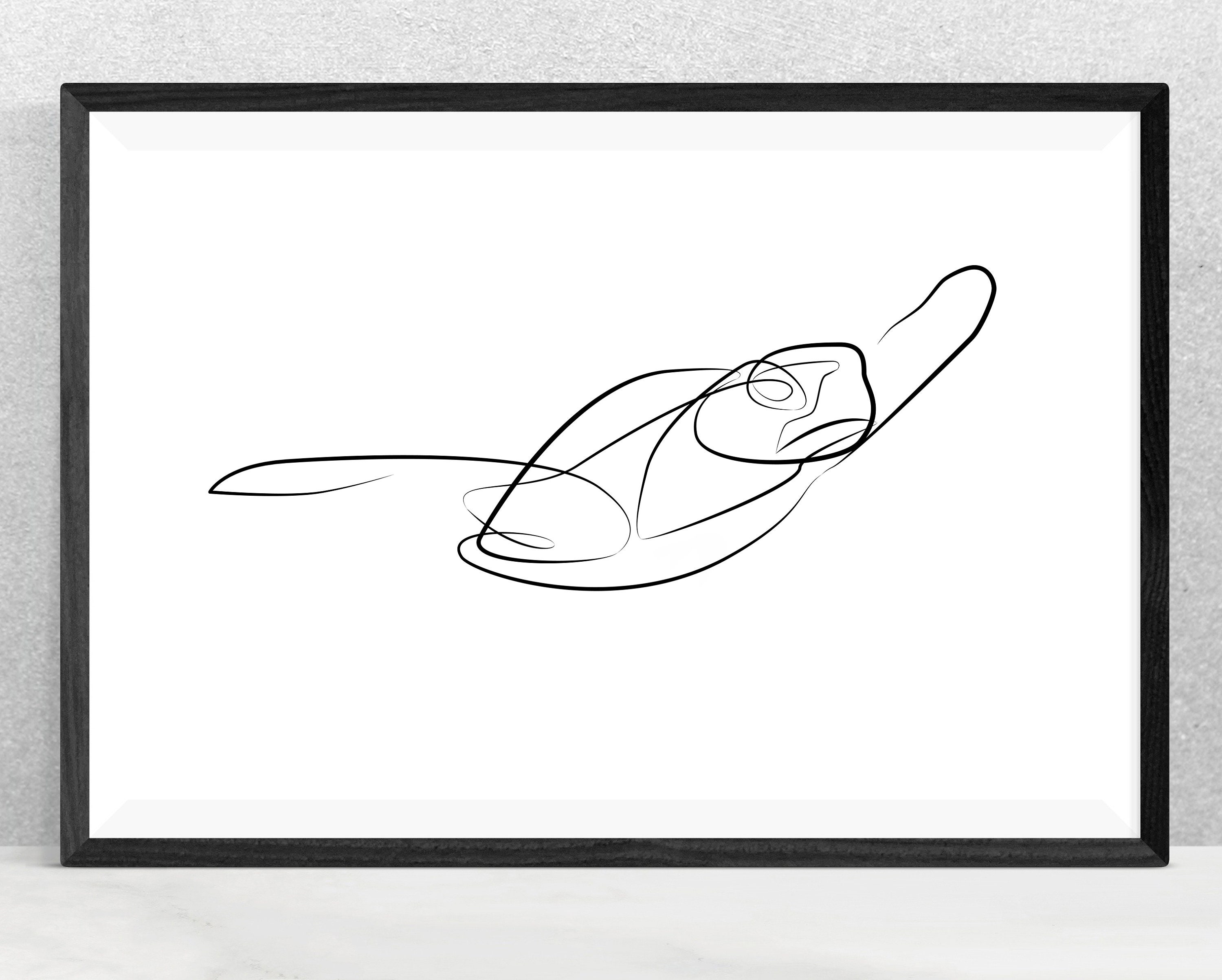 One Line Drawing of Sea Turtle. Printable Minimalist One Line Art of ...
