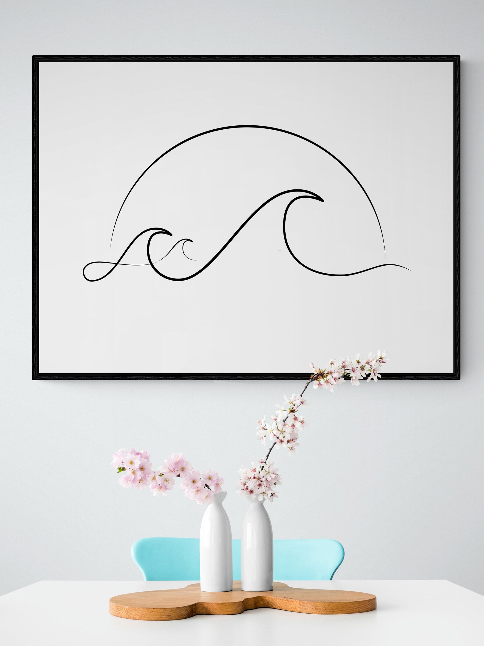 Printable One Line Drawing of Waves and Sun. One Line Art of - Etsy