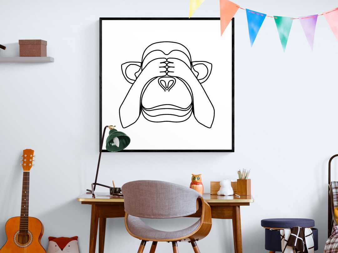 Gorilla Monkey Line Drawing. Abstract Minimalist Line Art of Monkey - Etsy