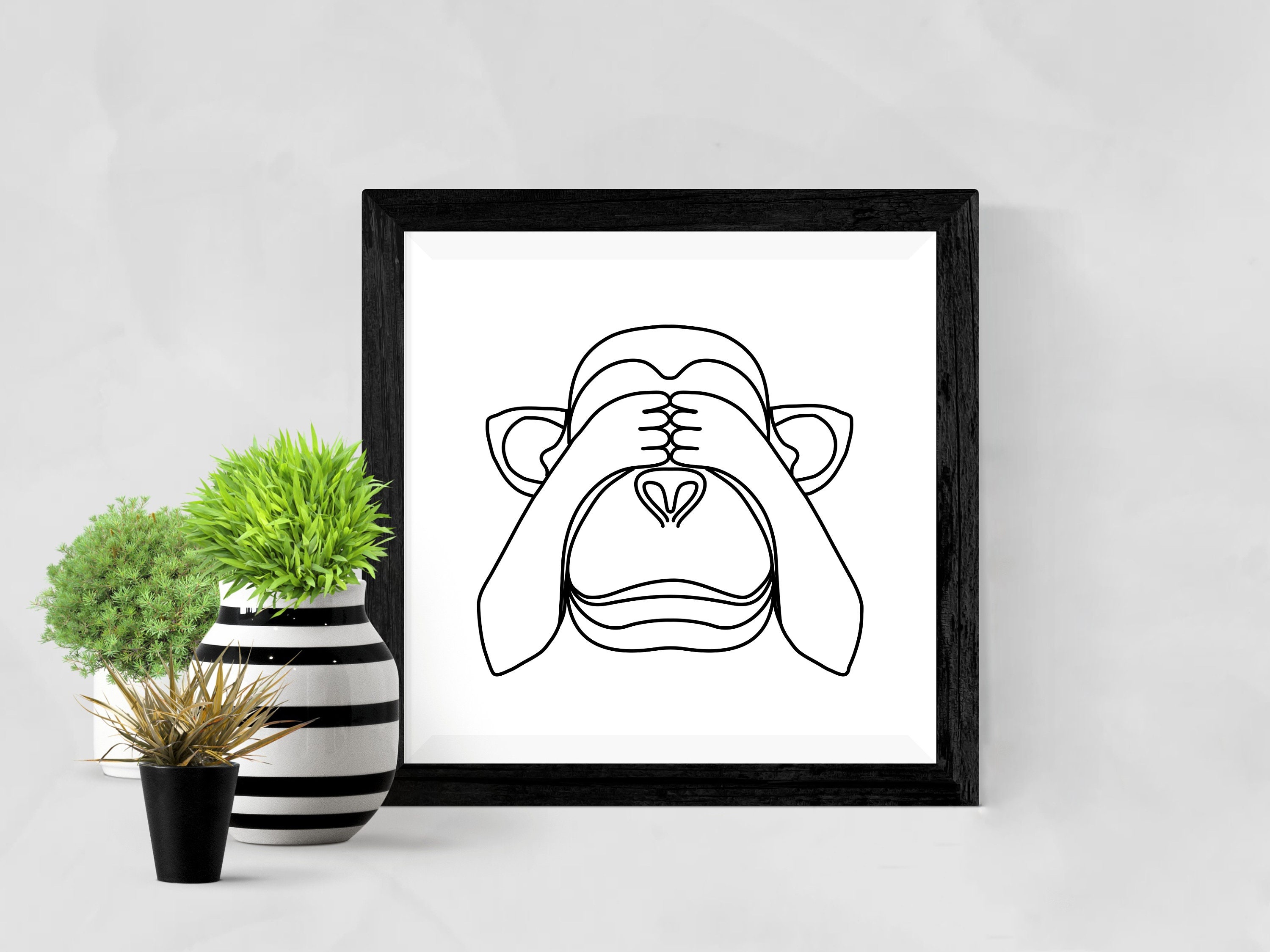 Gorilla Monkey Line Drawing. Abstract Minimalist Line Art of Monkey - Etsy