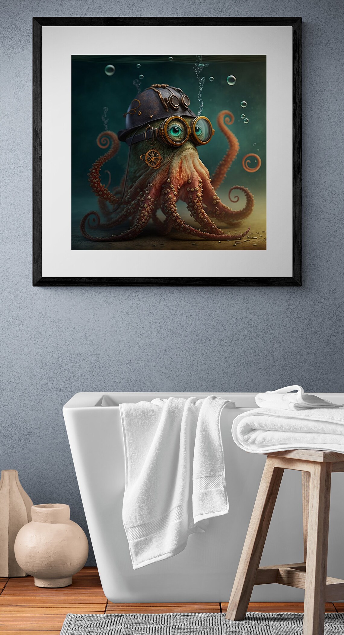 Steampunk Printable Wall Art of Octopus Ai Generated by Midjourney ...