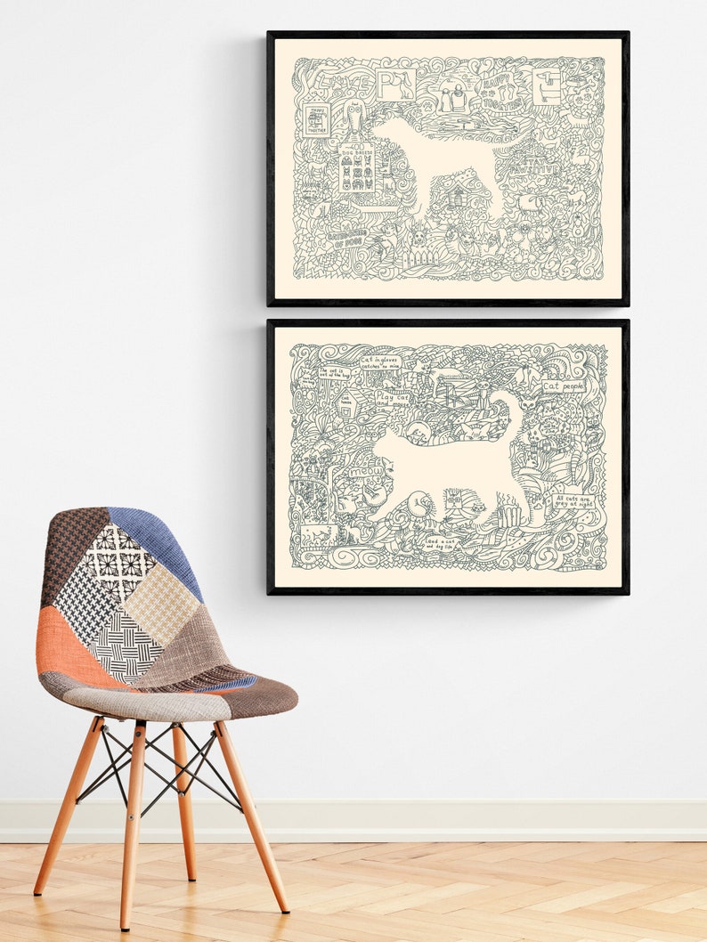 Dog Theme Poster. Dog Doodle Line Drawing. Minimalist Pet Printable ...