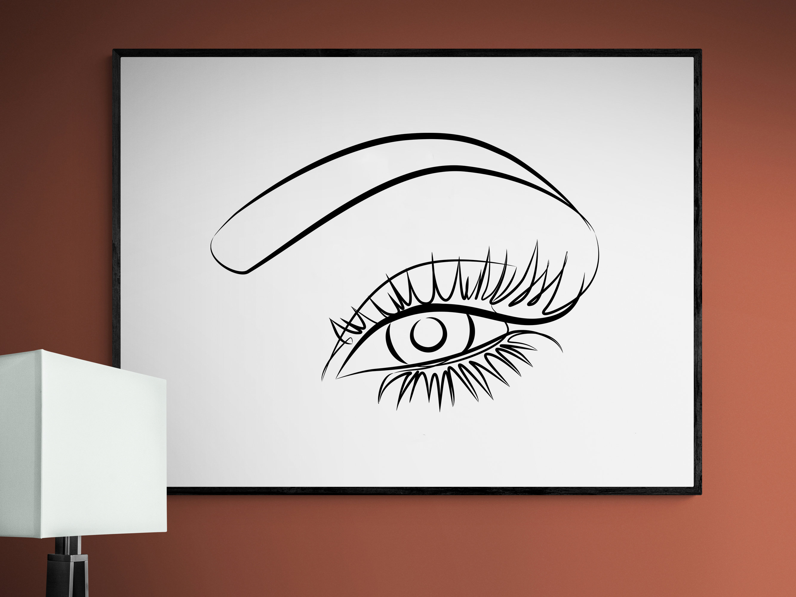 Female Eye One Line Drawing. Minimalist Abstract Wall Art Woman Eyelash ...