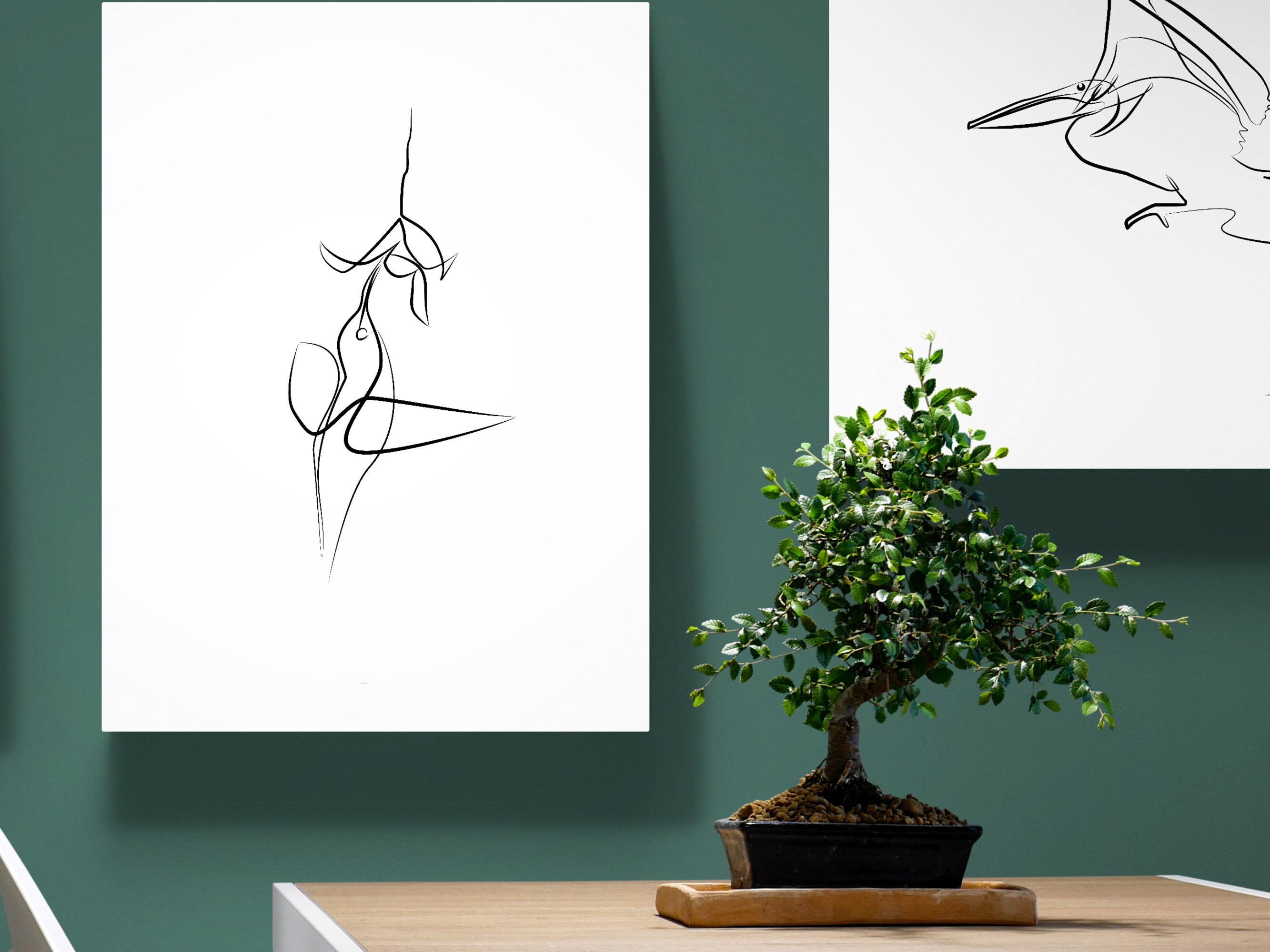 Printable One Line Art of Hummingbird and Flower. Minimalist One Line ...