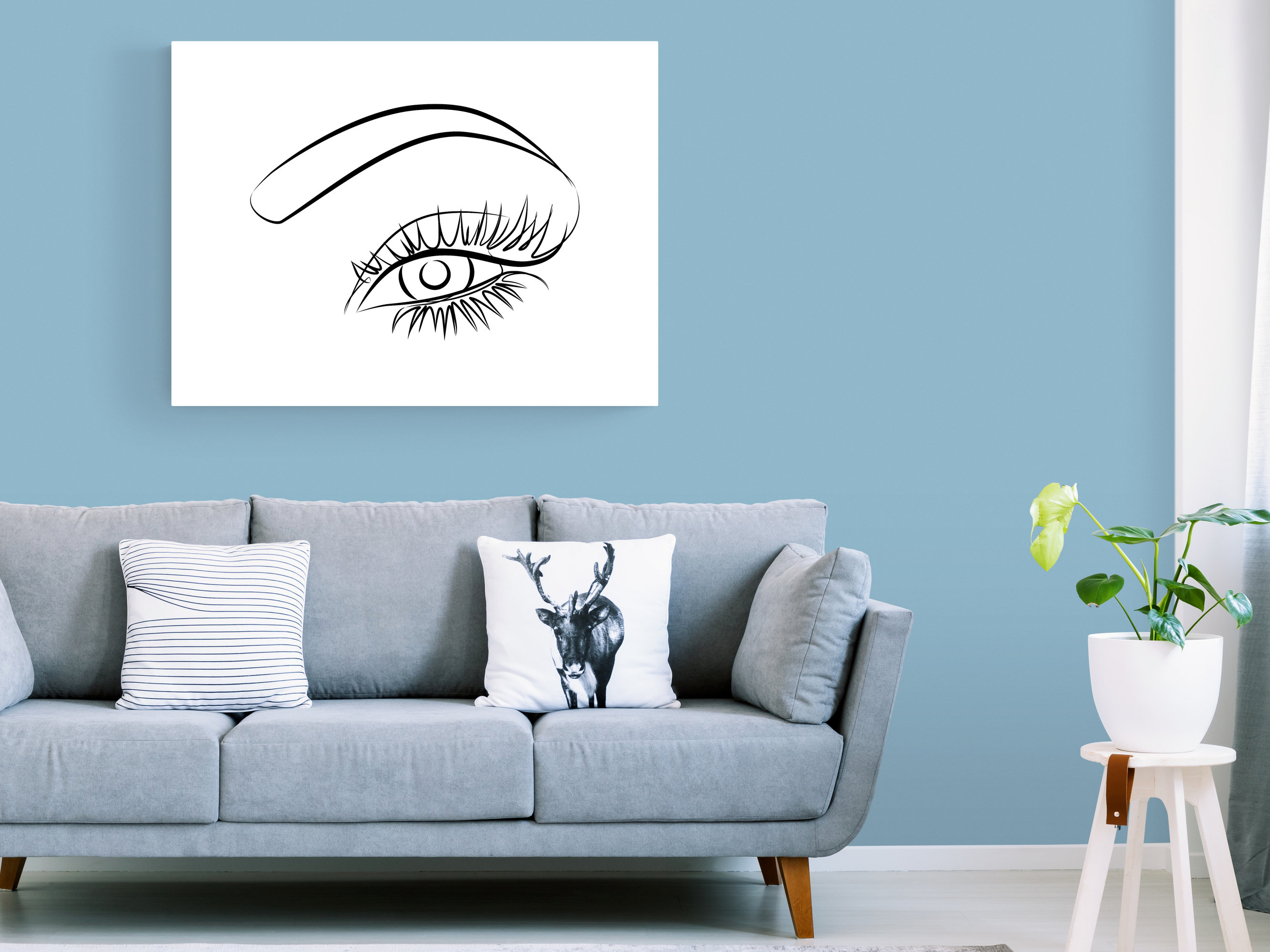 Female Eye One Line Drawing. Minimalist Abstract Wall Art Woman Eyelash ...