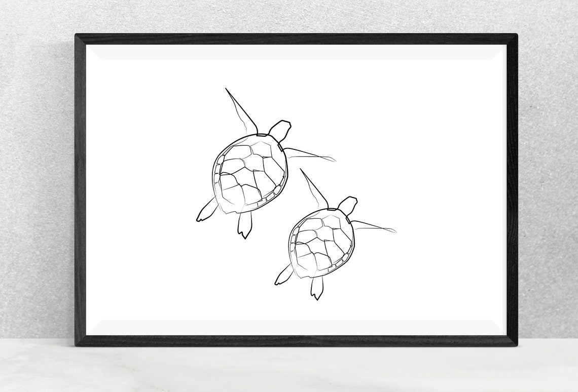 Printable One Line Art of Turtles. Sea Turtle Single Line Art ...