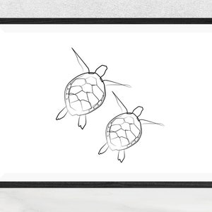 Printable One Line Art of Turtles. Sea Turtle Single Line Art ...