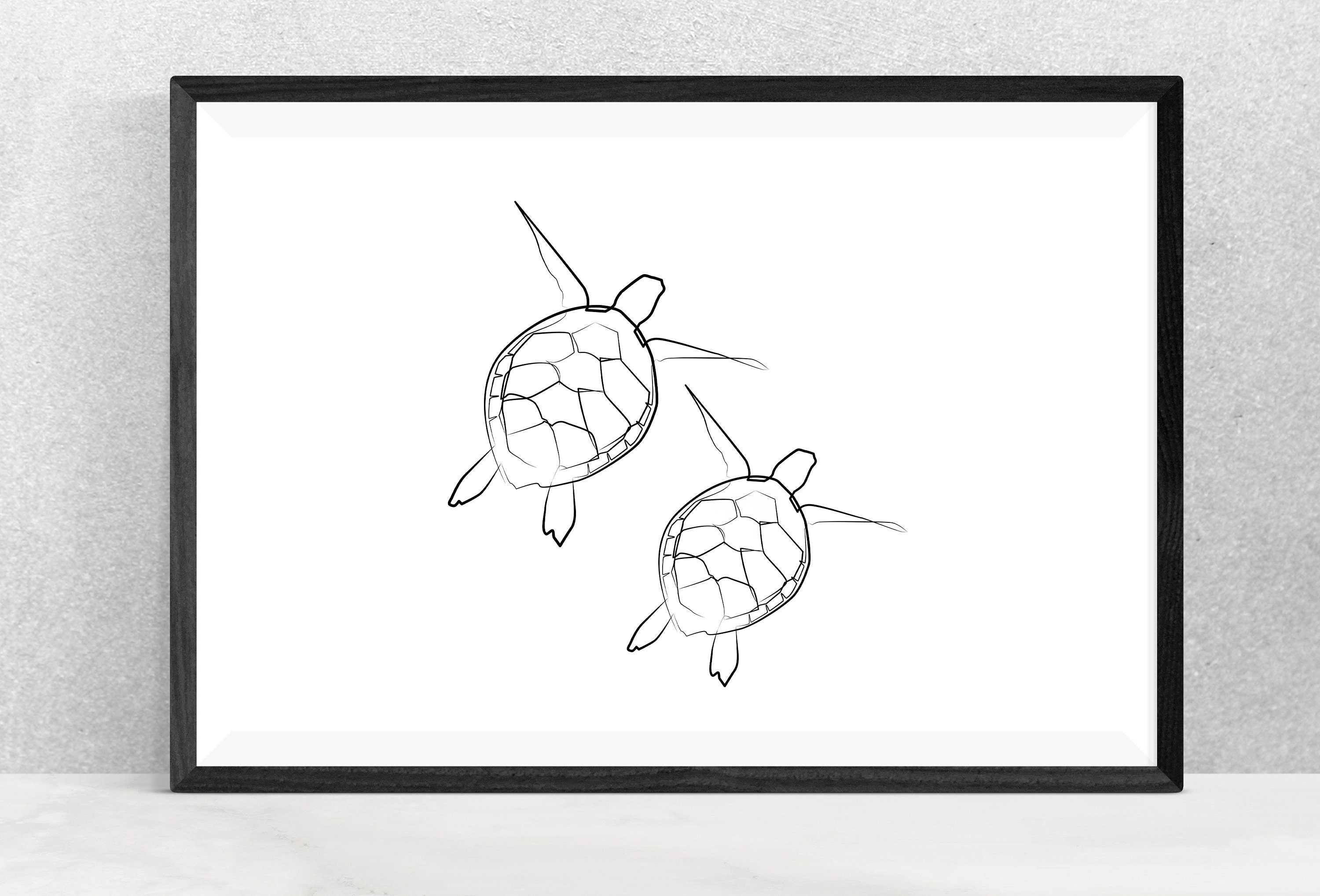 Printable One Line Art of Turtles. Sea Turtle Single Line Art ...