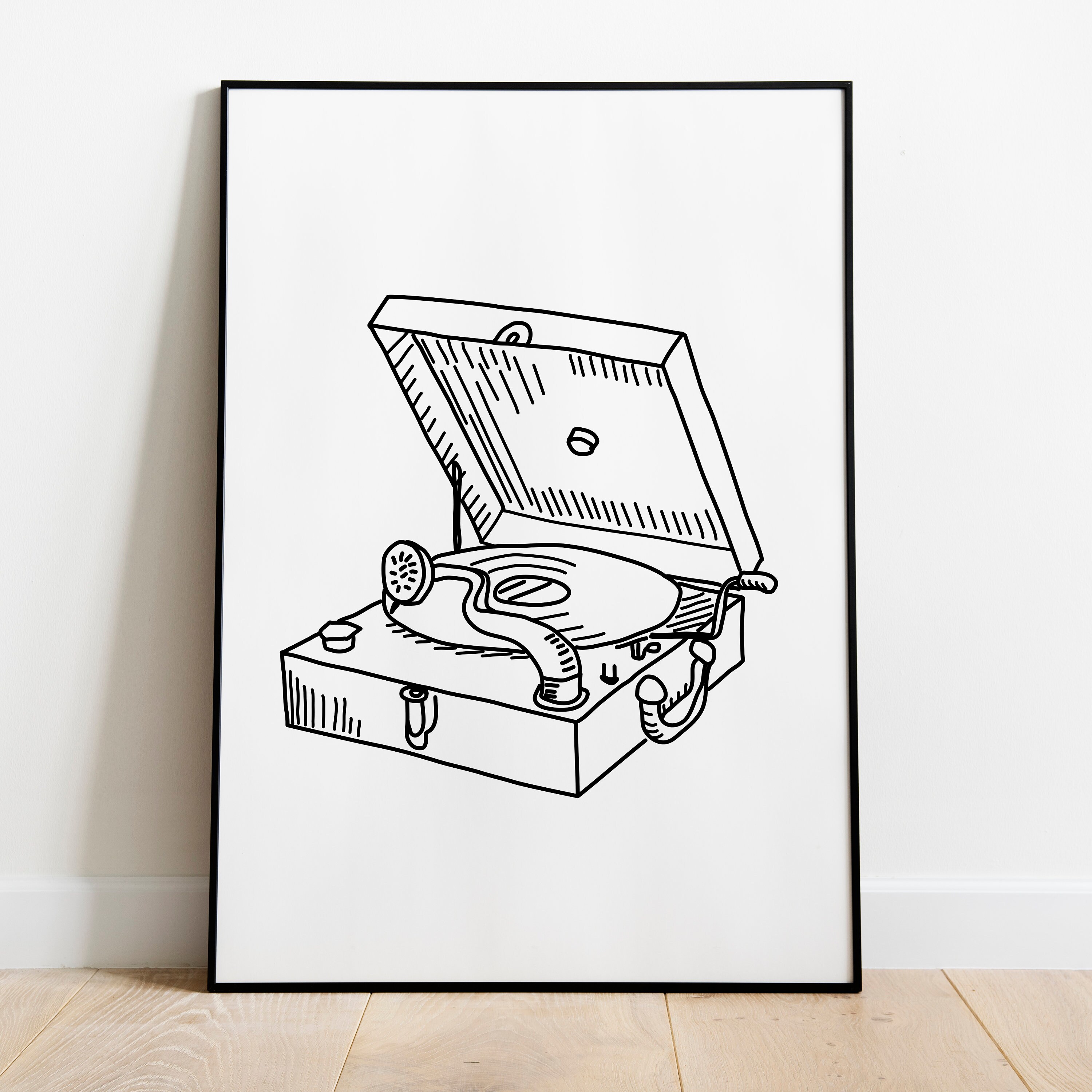 Minimalist Art Work of Phonograph Printable Line Art. Retro Talking ...