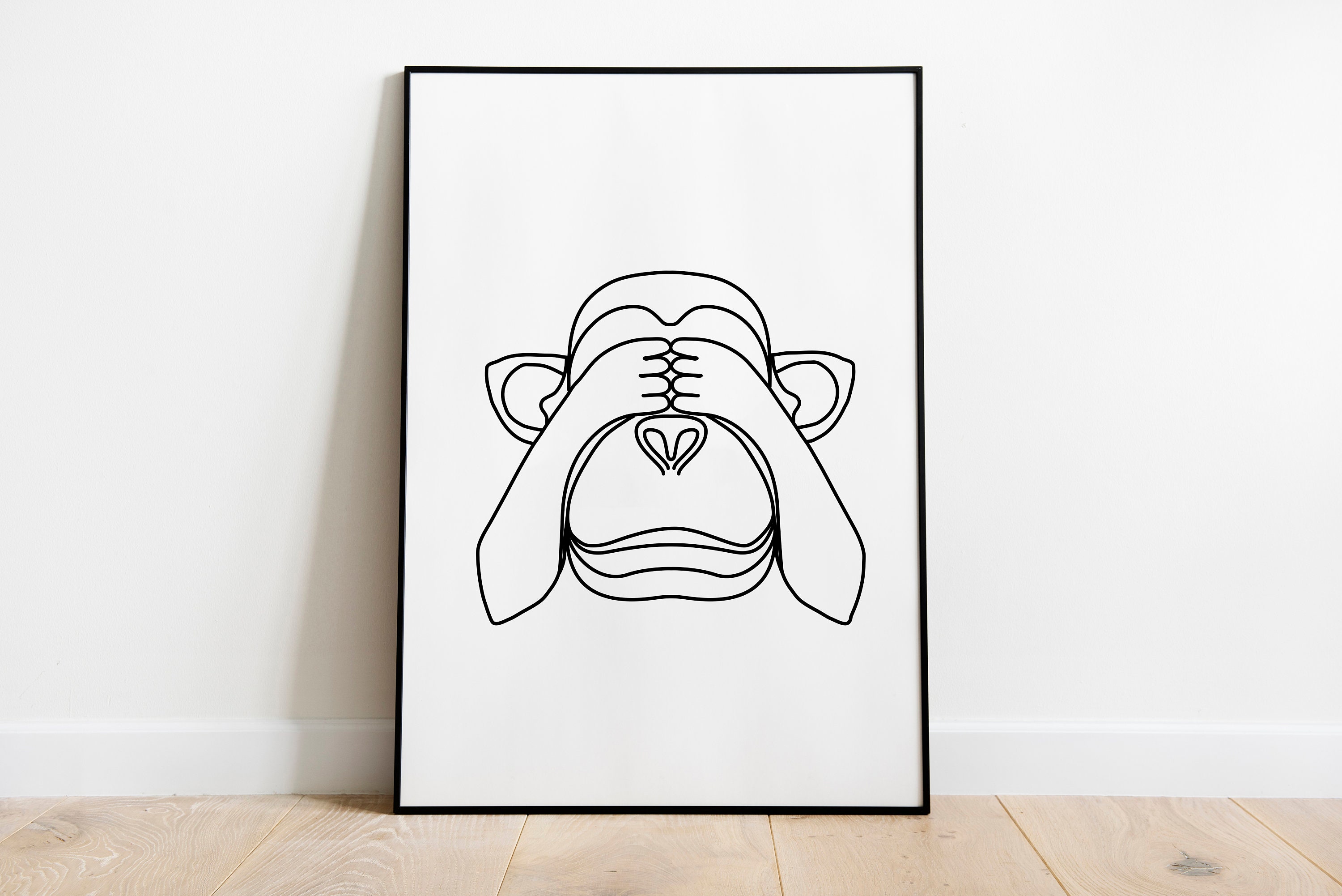Gorilla Monkey Line Drawing. Abstract Minimalist Line Art of Monkey - Etsy