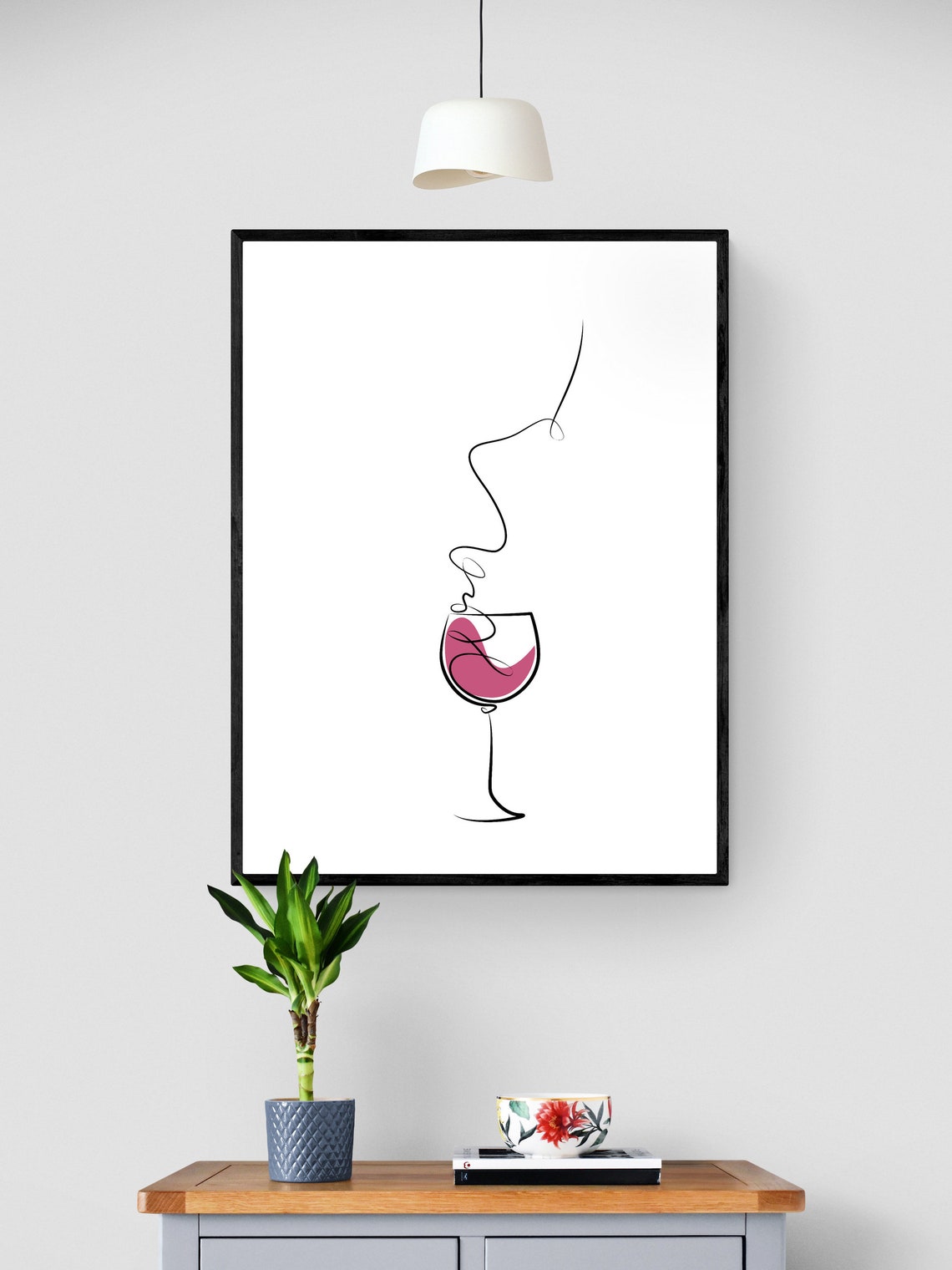 Printable One Line Art of Red Wine Glass. Minimalist Art of Wine Glass ...