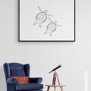 Printable One Line Art of Turtles. Sea Turtle Single Line Art ...