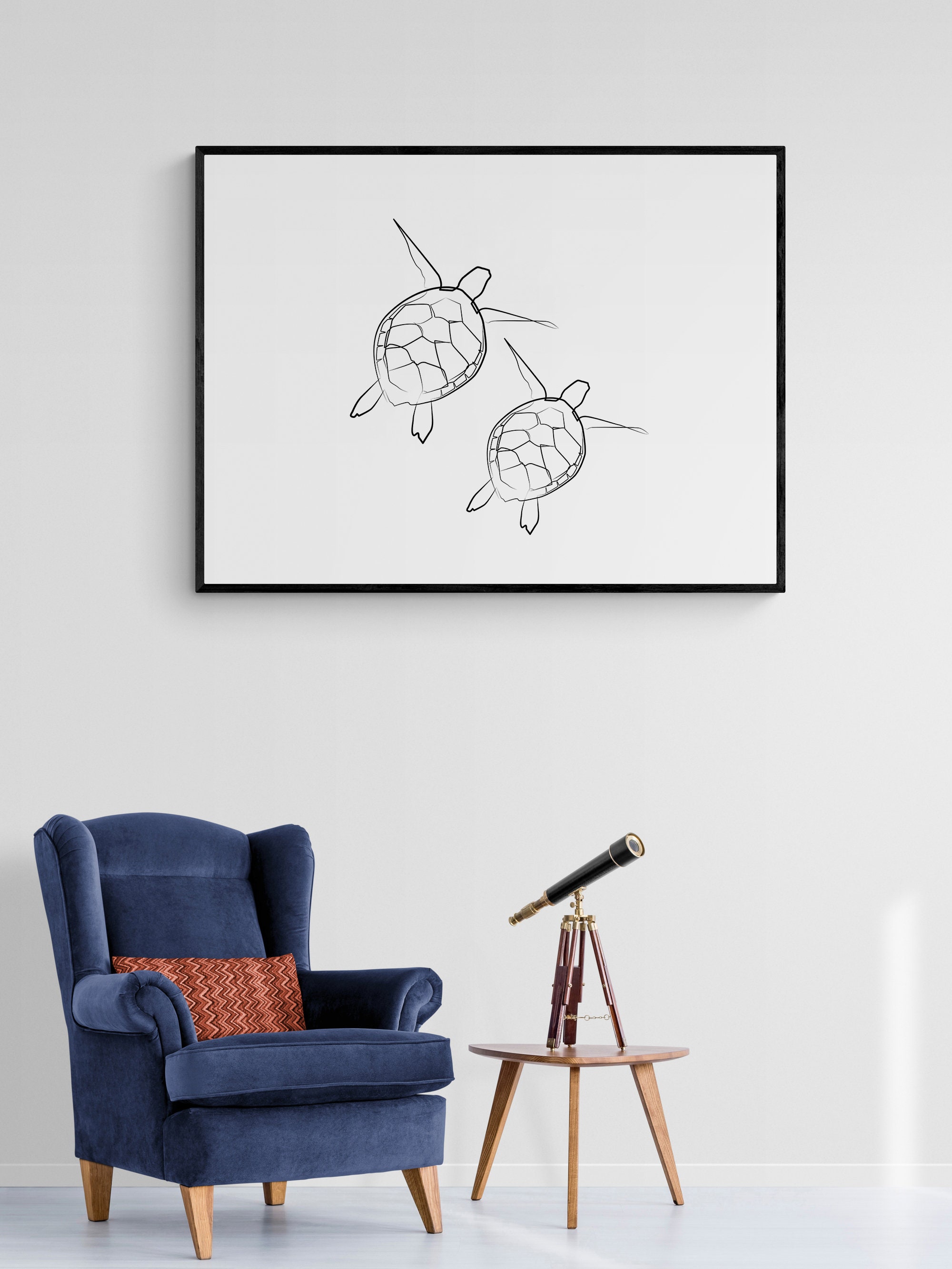 Printable One Line Art of Turtles. Sea Turtle Single Line Art ...