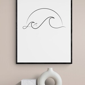 Printable One Line Drawing of Waves and Sun. One Line Art of - Etsy