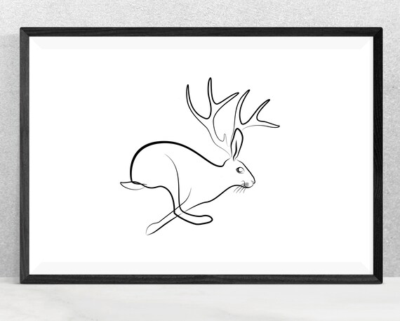 Jackalope Line Drawing