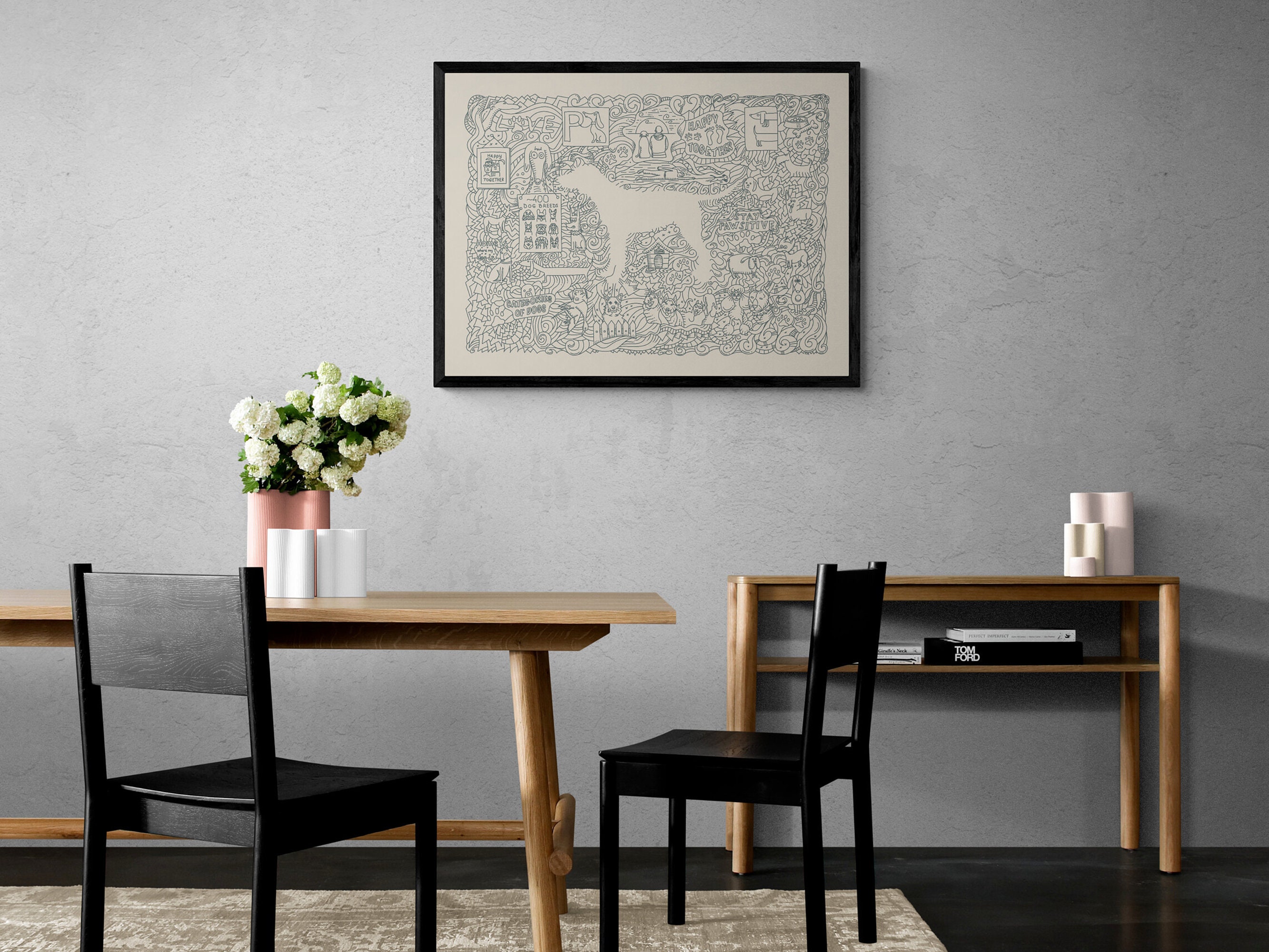 Dog Theme Poster. Dog Doodle Line Drawing. Minimalist Pet Printable ...