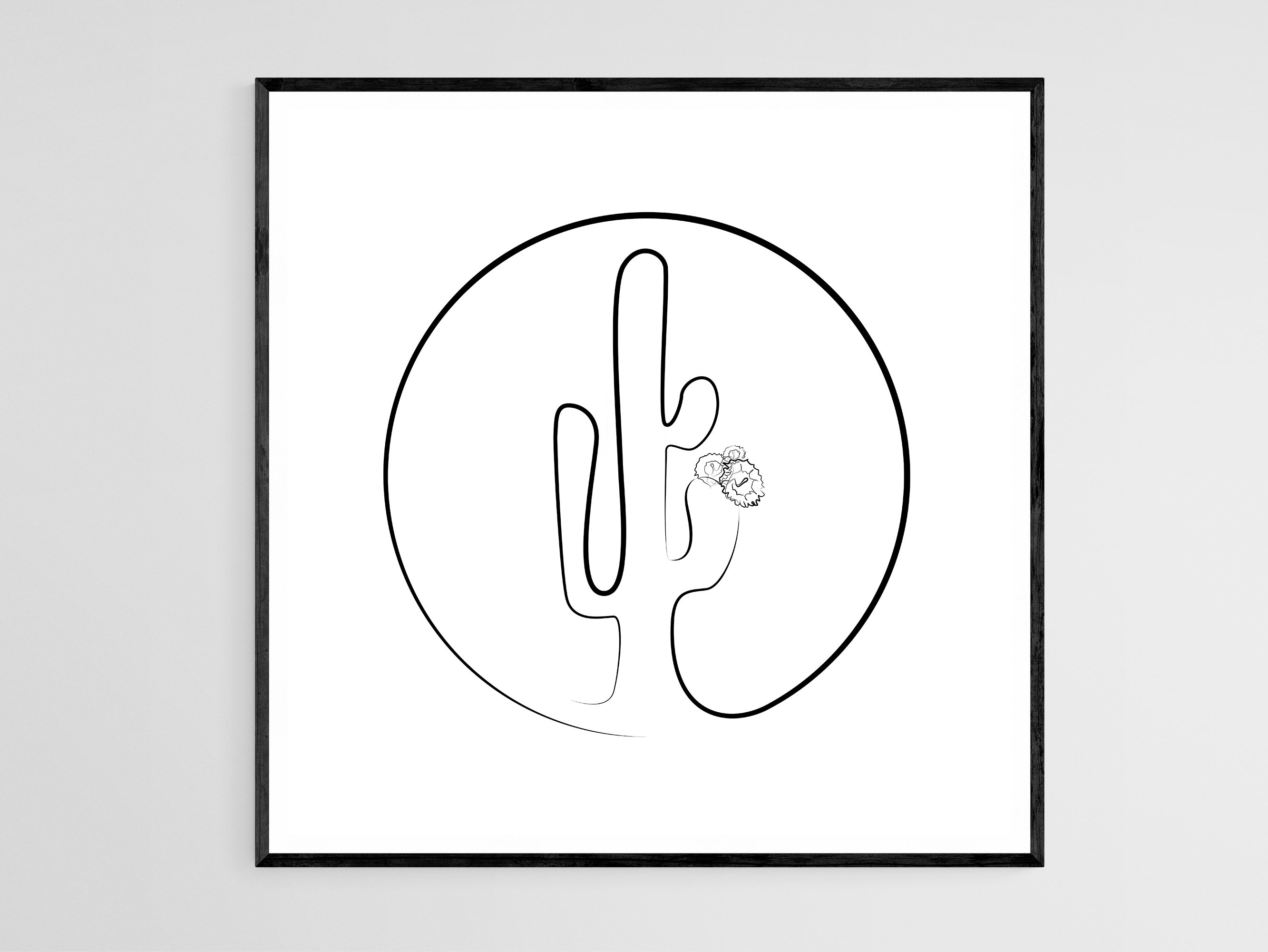Mexican Cactus One Line Drawing. Saguaro Cactus Minimalist Printable ...