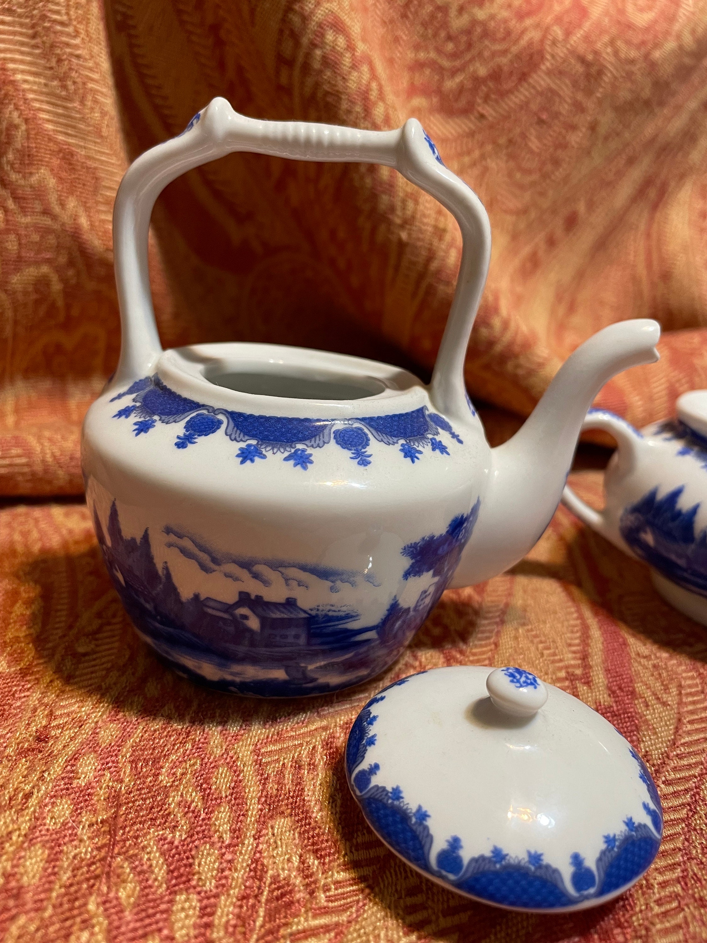 Antique Blue and White Tea Set - Etsy