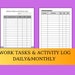 Printable Work Time Sheets Log Book/ Daily / Weekly/ Monthly Employee ...