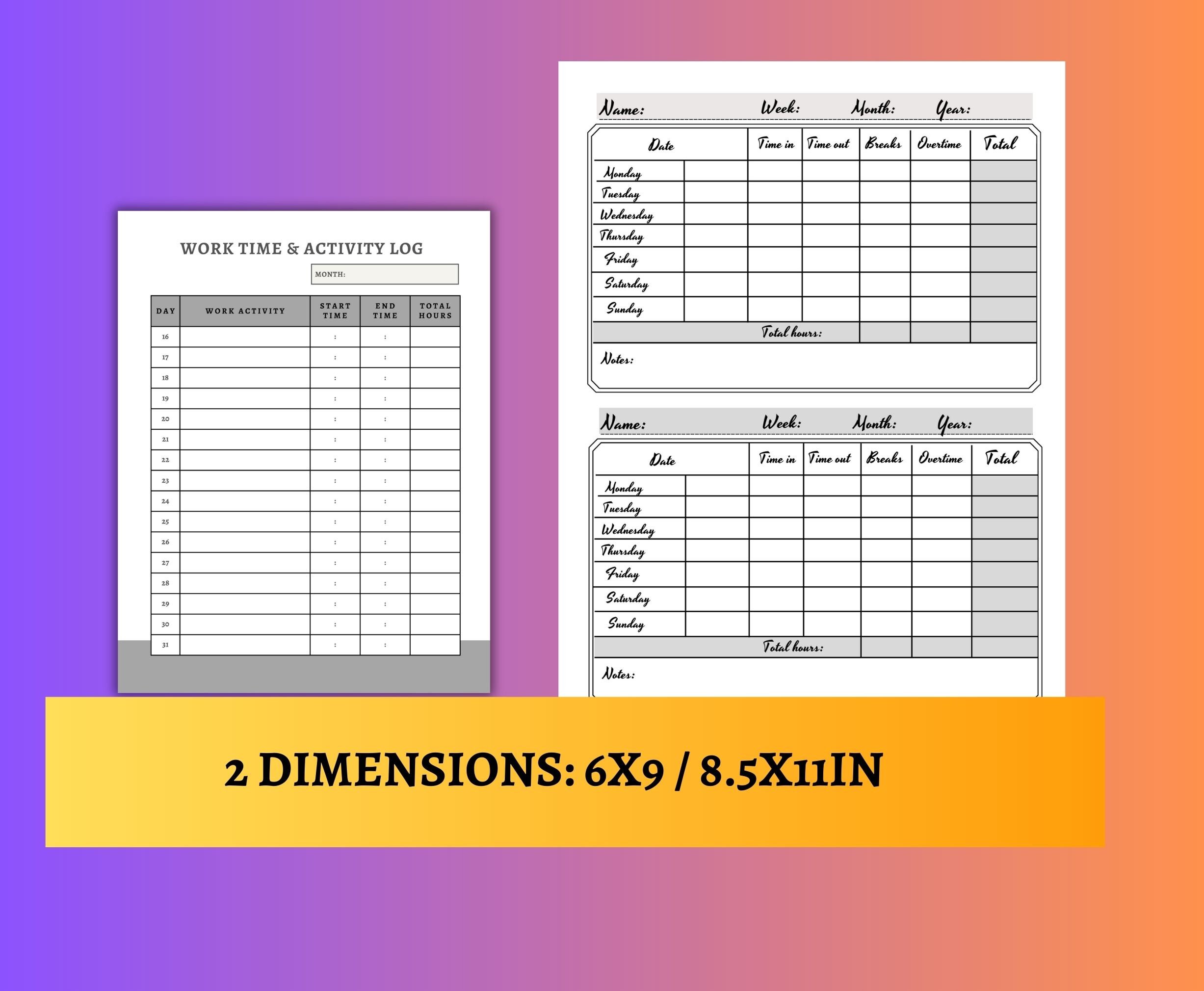 Bundle Printable Trackers/ Time Sheets, Work Task, Monthly Budget, Bill ...