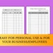 Printable Work Time Sheets Log Book/ Daily / Weekly/ Monthly Employee ...