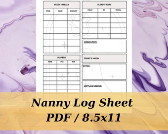 Printable Nanny Log - Etsy