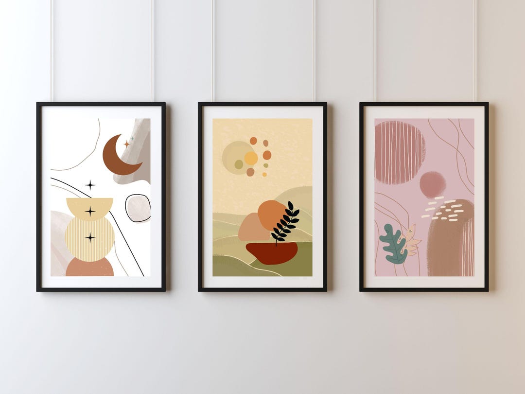 Fluid Floral Set of 3 Boho Wall Art Printable, Set of 3 Digital Prints ...