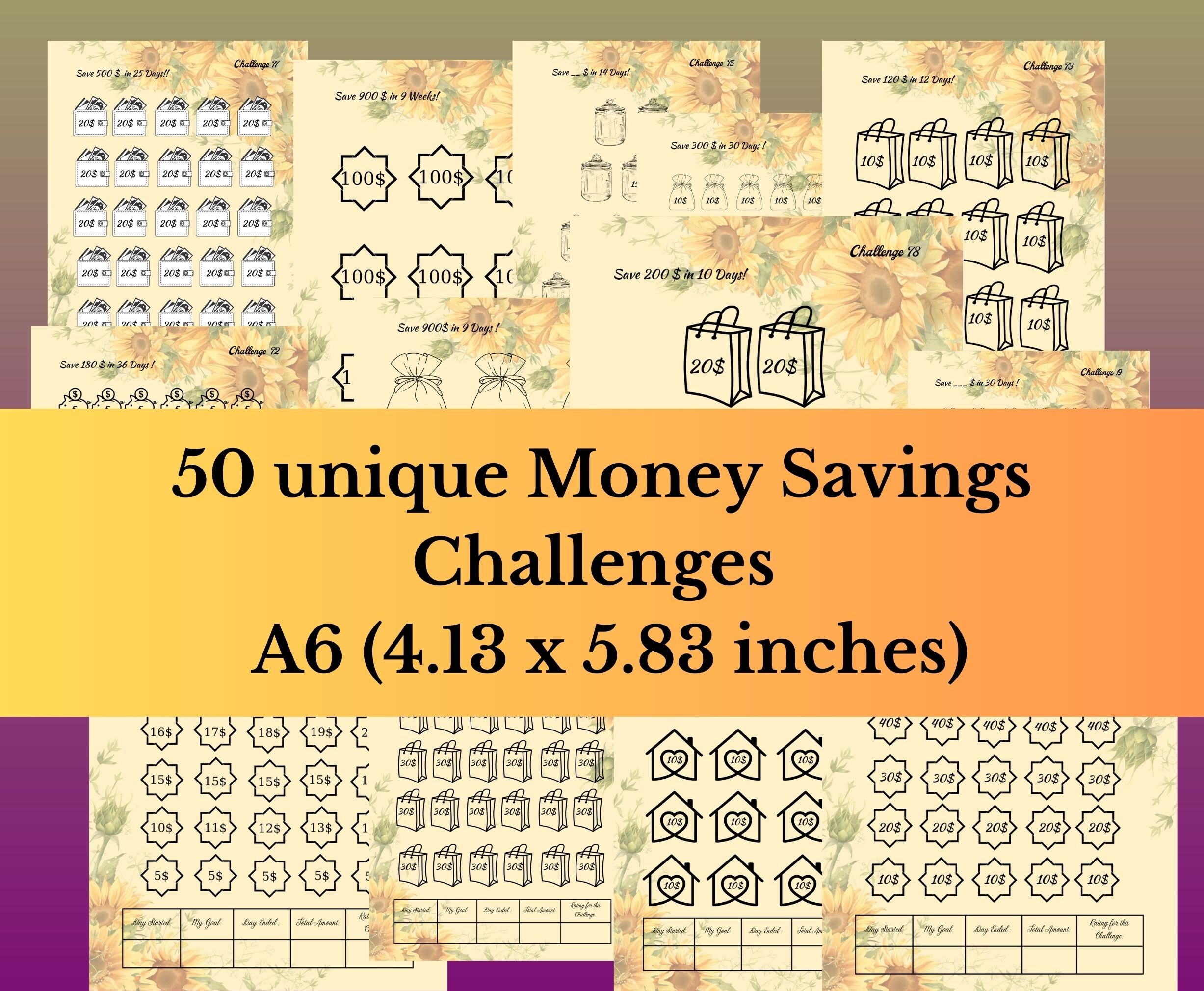 Money Savings Challenge Printable Savings Tracker Bundle A6 Sized ...