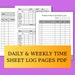 Printable Work Time Sheets Log Book/ Daily / Weekly/ Monthly Employee ...