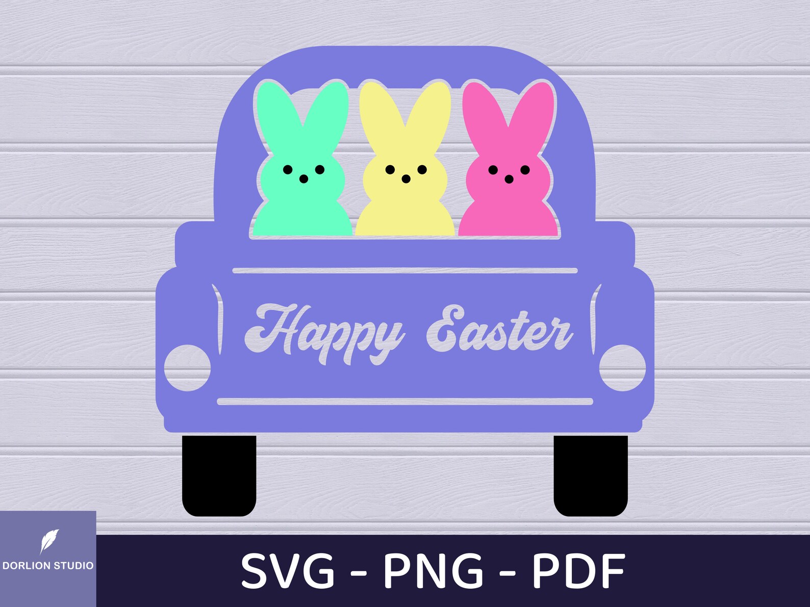 Easter Truck Bunny SVG: Vintage Cut File (PNG, PDF) - Etsy