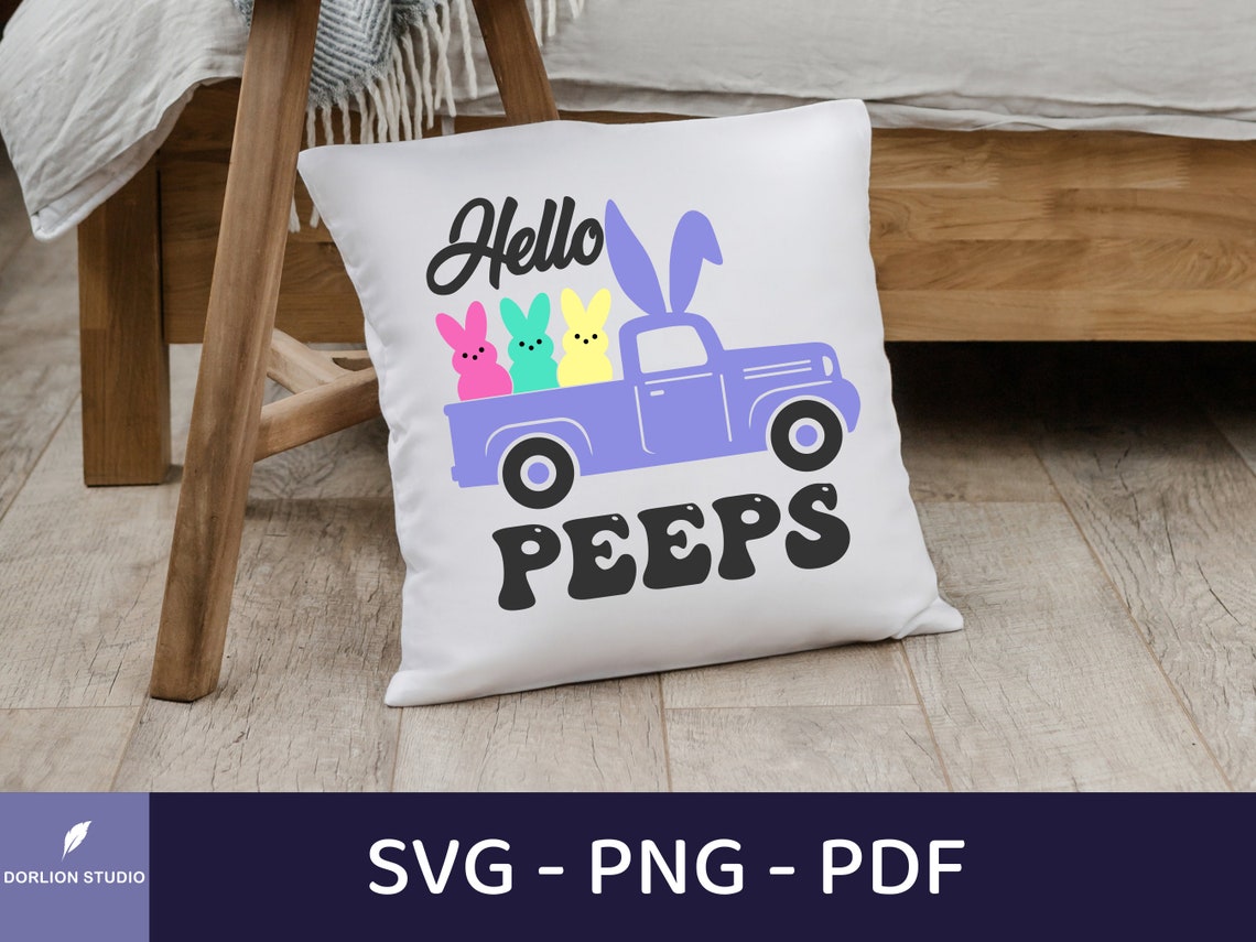 Hello Peeps Svg, Easter Truck Svg, Easter Svg, Peeps Easter Svg, Happy ...