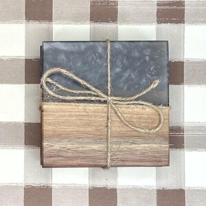 Steel Gray Epoxy Black Walnut Coaster Set - Etsy
