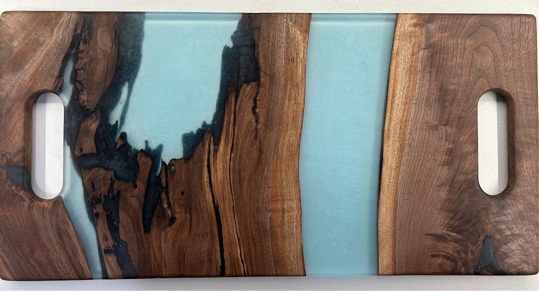 Light Blue Epoxy Black Walnut Charcuterie Board - Etsy