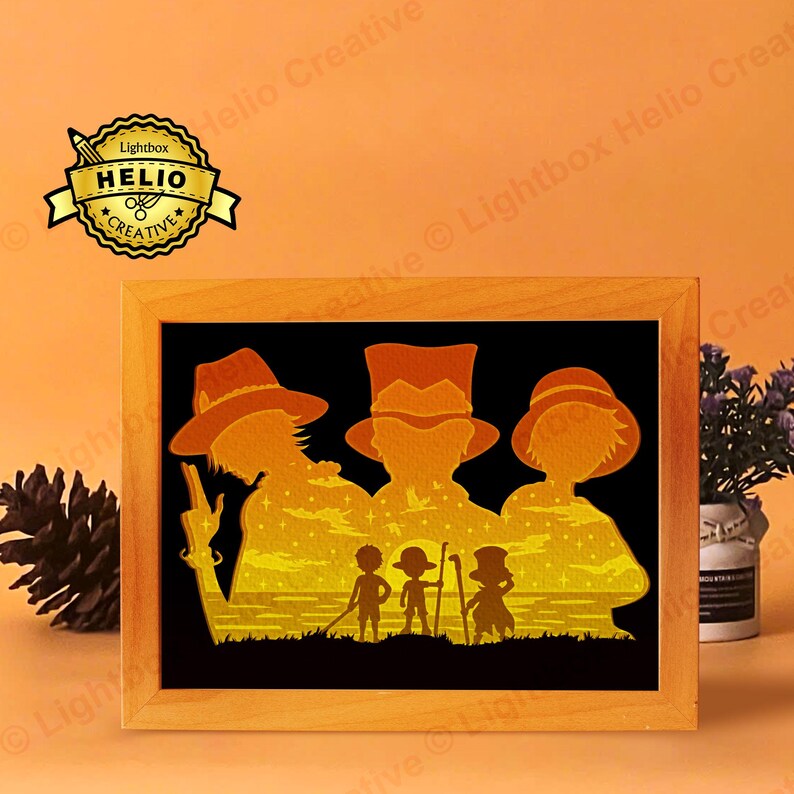 Ace, Luffy & Sabo One Piece 3D Lightbox SVG DXF Files, DIY One Piece ...
