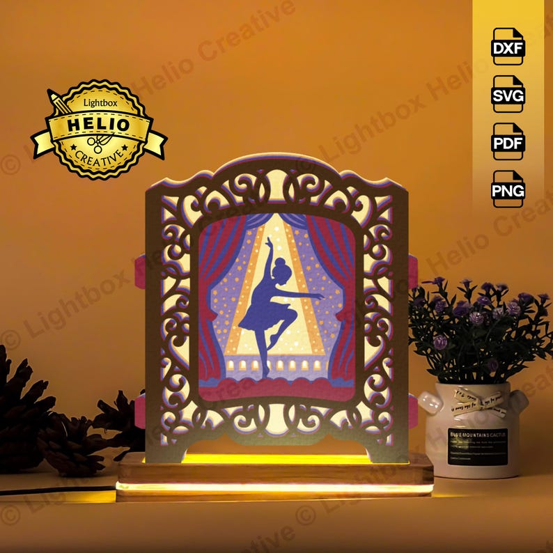 Ballet Dancer 3D Pop-up Lightbox SVG DXF Files, DIY Shadow Box for ...