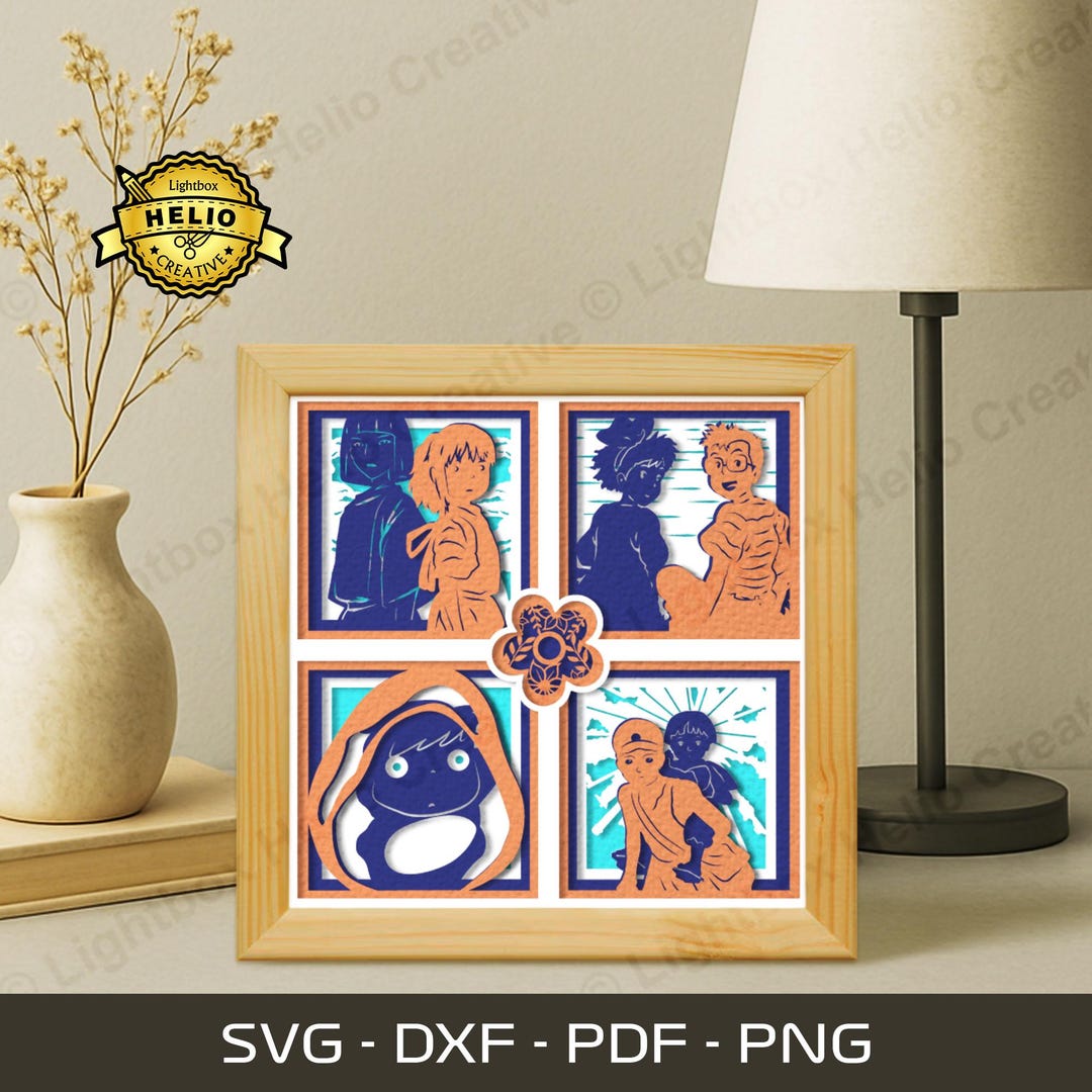 Japanese Animation Lightbox SVG: DIY Anime Shadow Box Paper Art ...