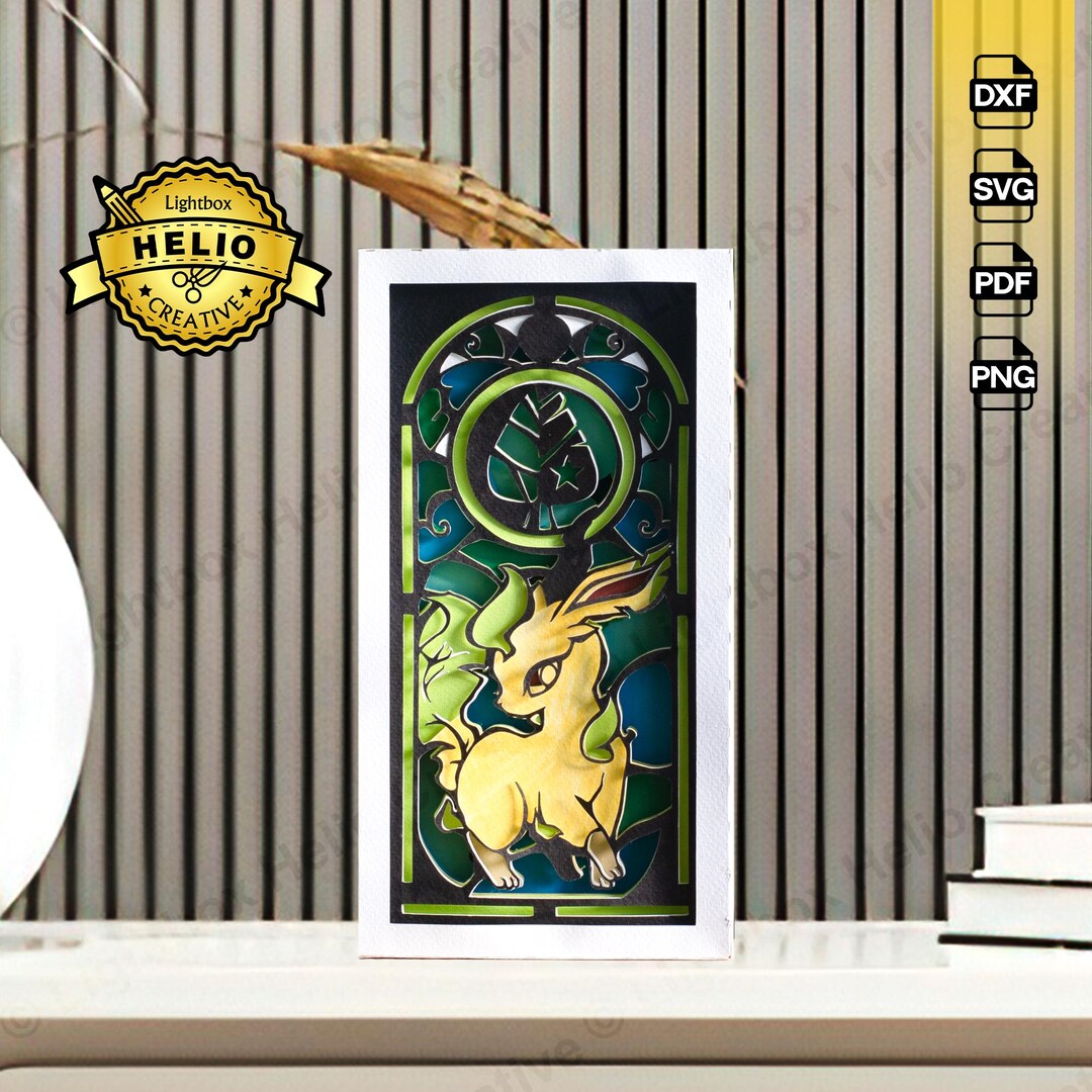 Pokemon Leafeon 3D Lightbox SVG DXF Files, DIY Shadow Box for Cricut ...