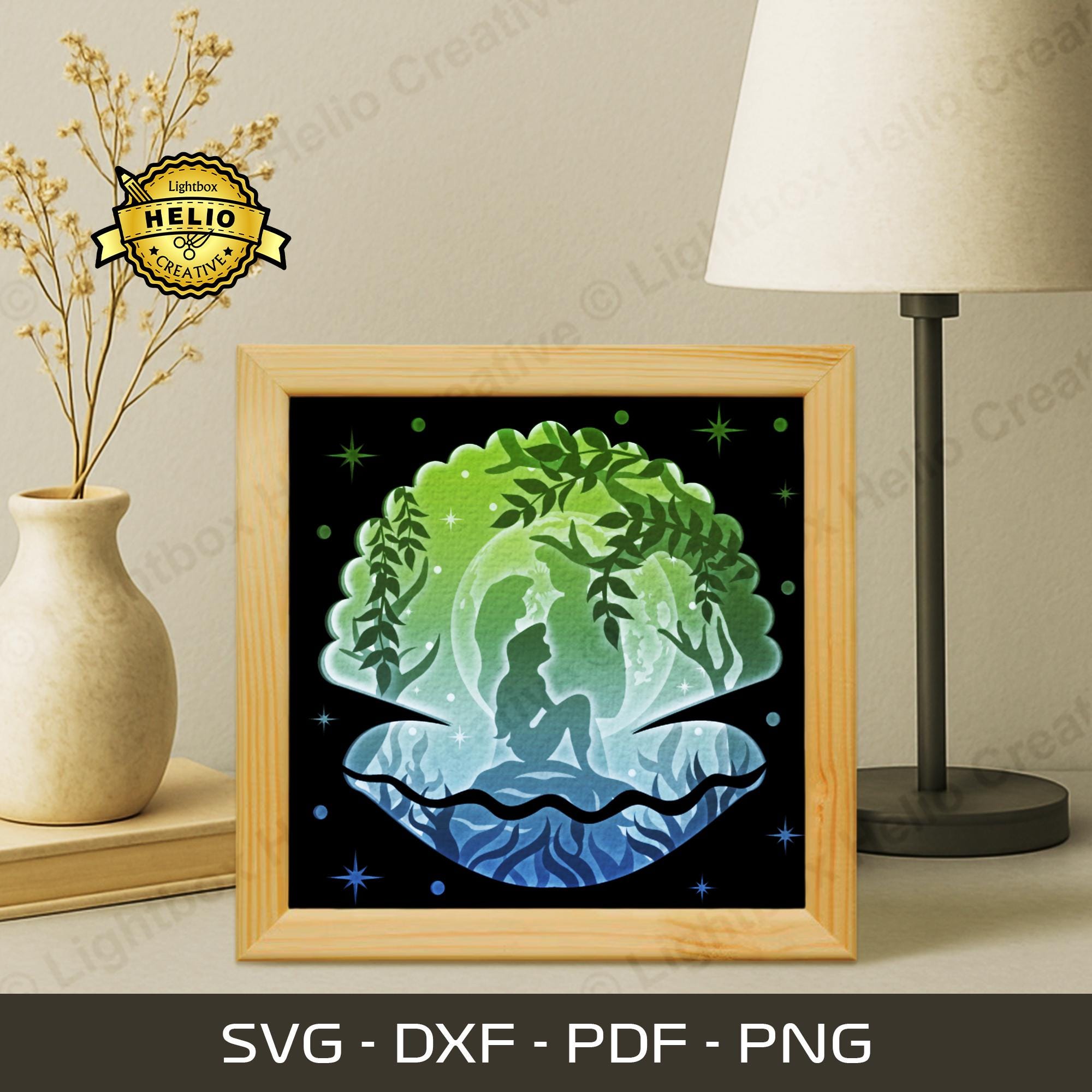 Little Mermaid Ariel Lightbox SVG: Valentine Shadow Box Template ...