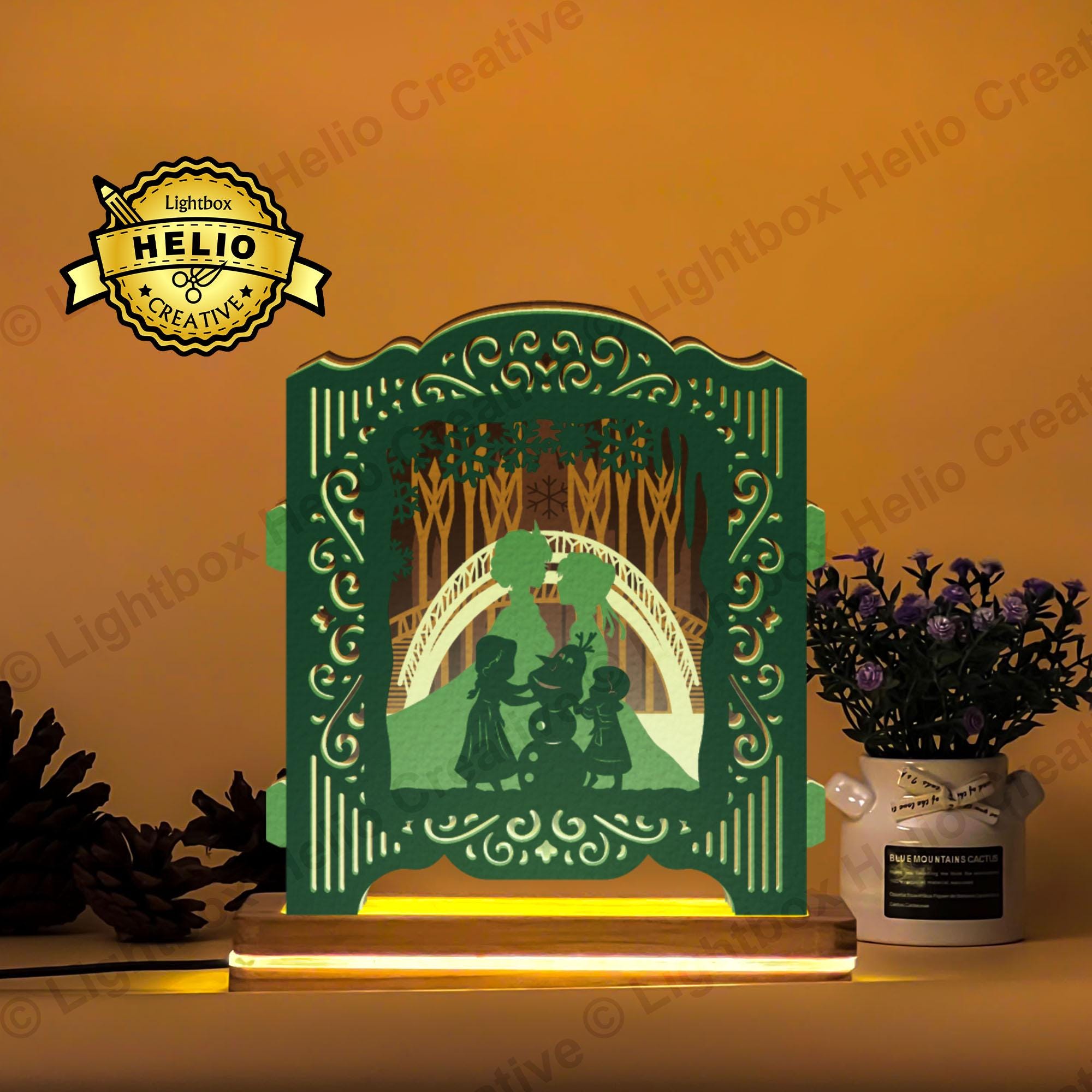 Frozen Elsa and Anna Princesses 3D Pop-up Lightbox SVG DXF Files, DIY ...