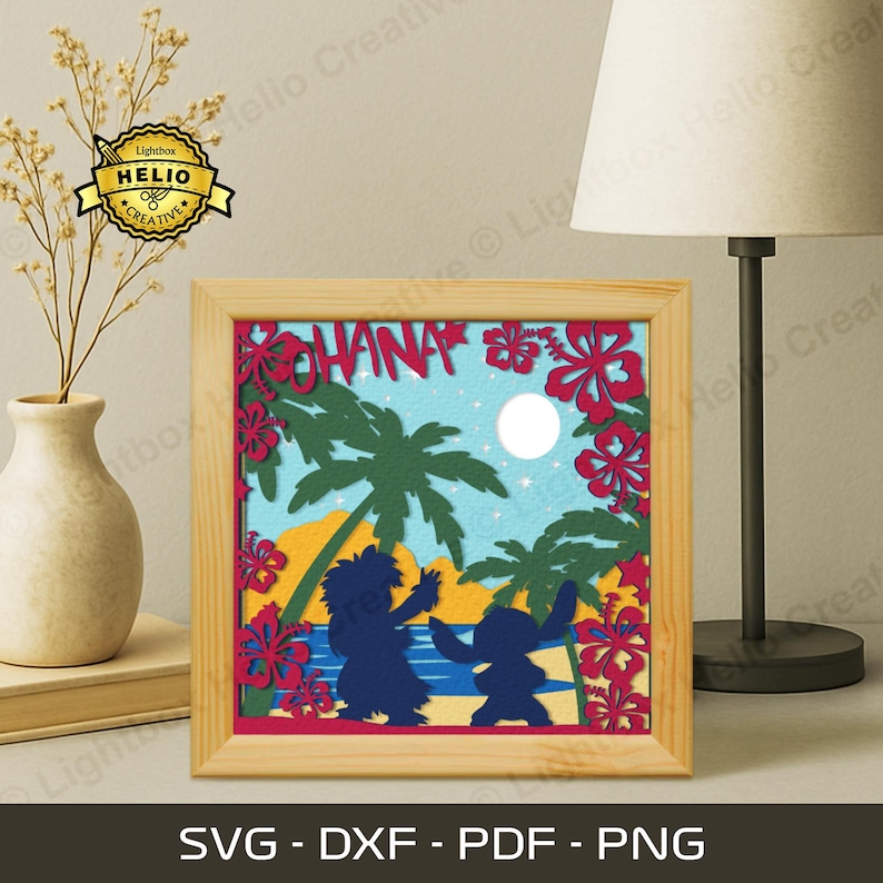 Lilo and Stitch Dance Lightbox SVG, DIY Disney Shadow Box Template ...