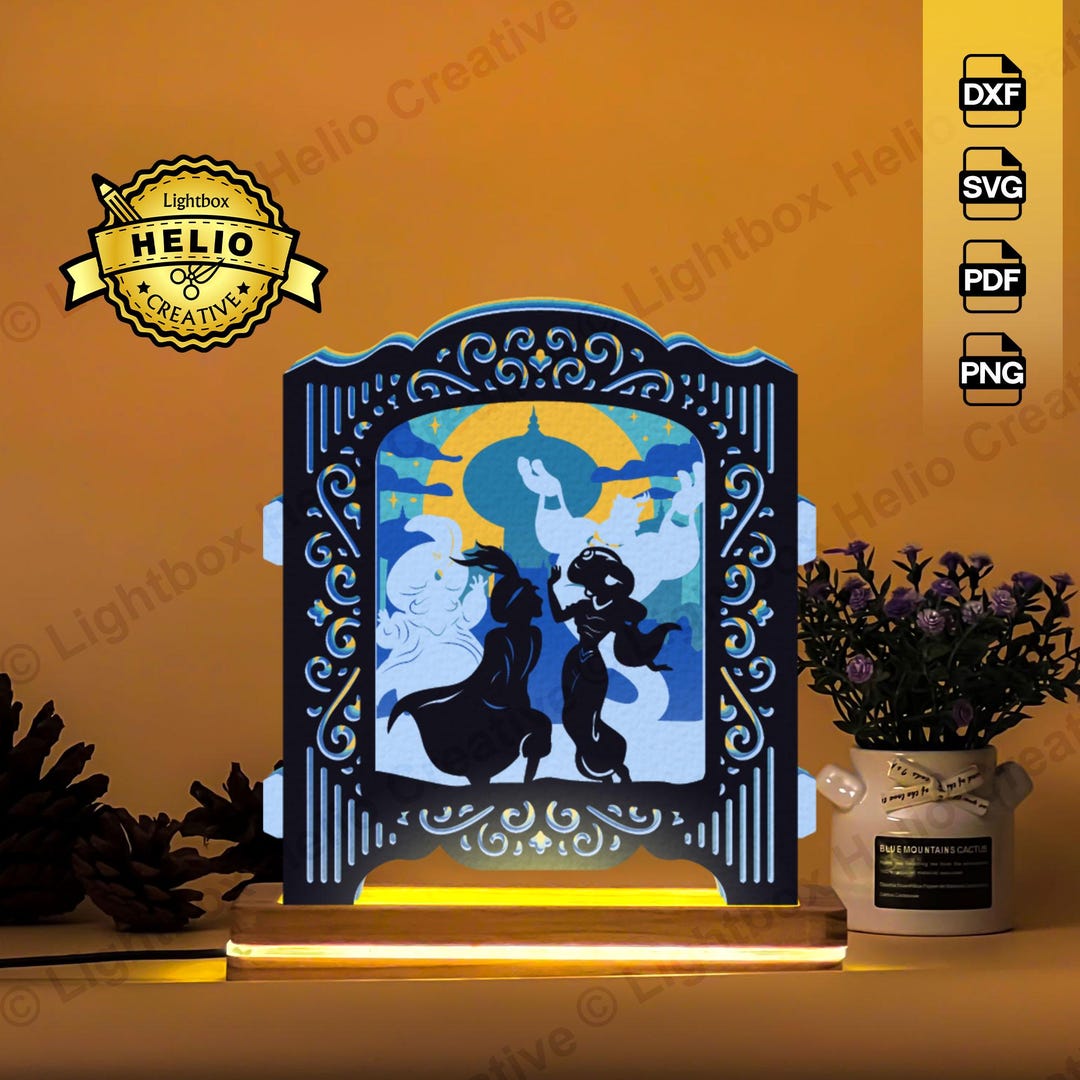 Aladdin #2 Pop-up Lightbox SVG: DIY Disney Shadow Box Template (digital ...