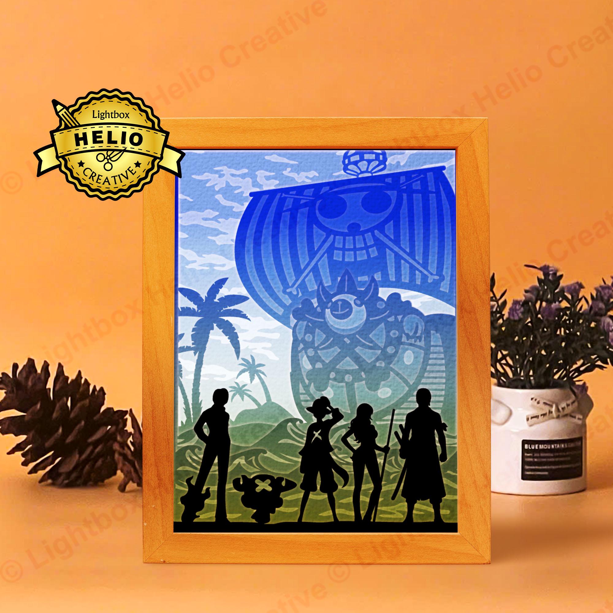 One Piece Lightbox SVG: Five Straw Hat Pirates With Thousand Sunny ...