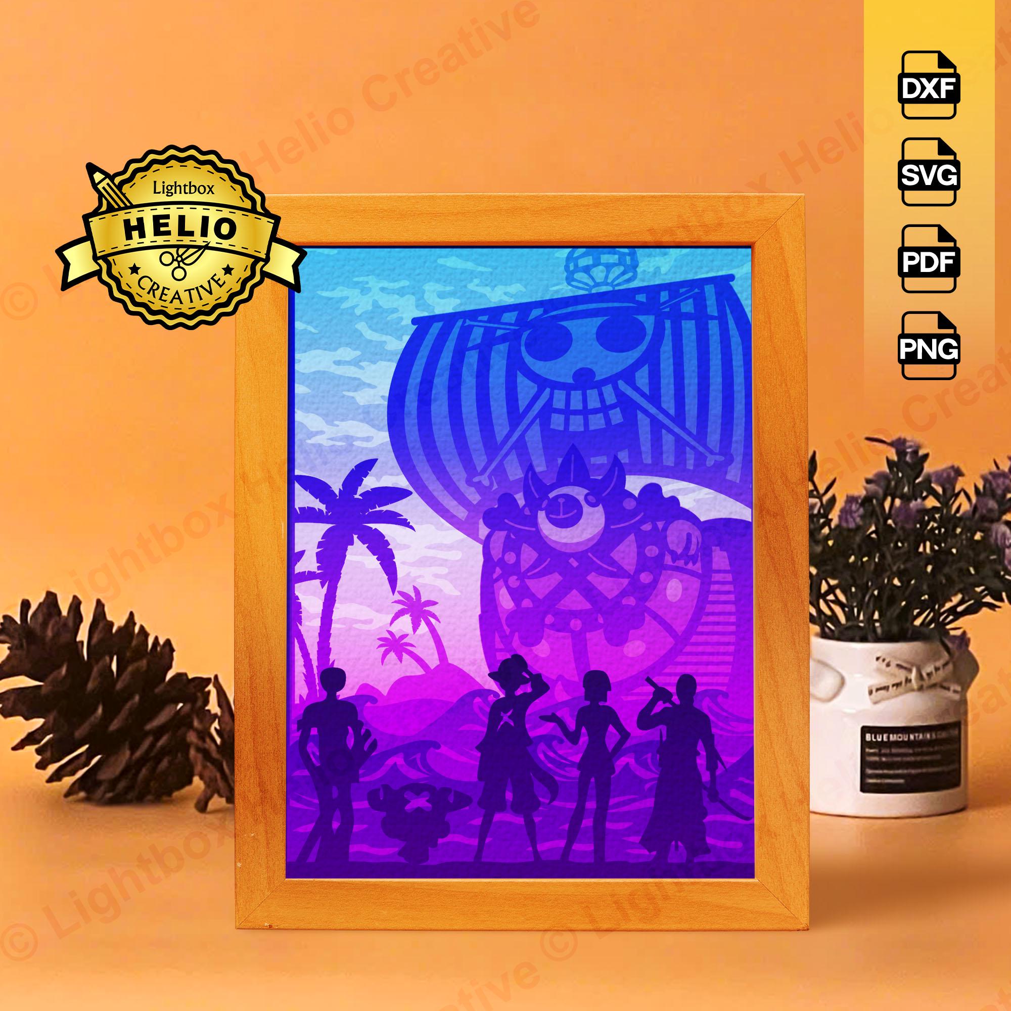 One Piece 5 3D Lightbox SVG DXF Files, DIY Thousand Sunny Shadow Box ...