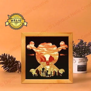 One Piece 8 3D Lightbox SVG DXF Files, DIY Jolly Roger Shadow Box for ...