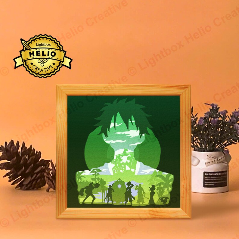One Piece 2 3D Lightbox SVG DXF Files, DIY Luffy Silhouette Shadow Box ...