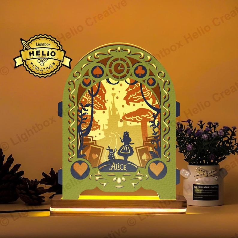 Alice in Wonderland Pop-up Lightbox SVG: DIY Disney Shadow Box Template ...