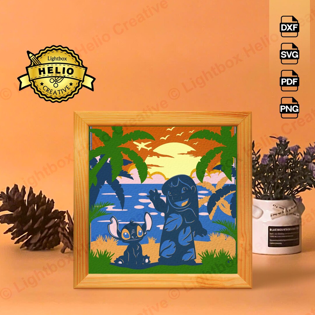 Lilo & Stitch 3D Lightbox SVG DXF Files, DIY Shadow Box for Cricut ...