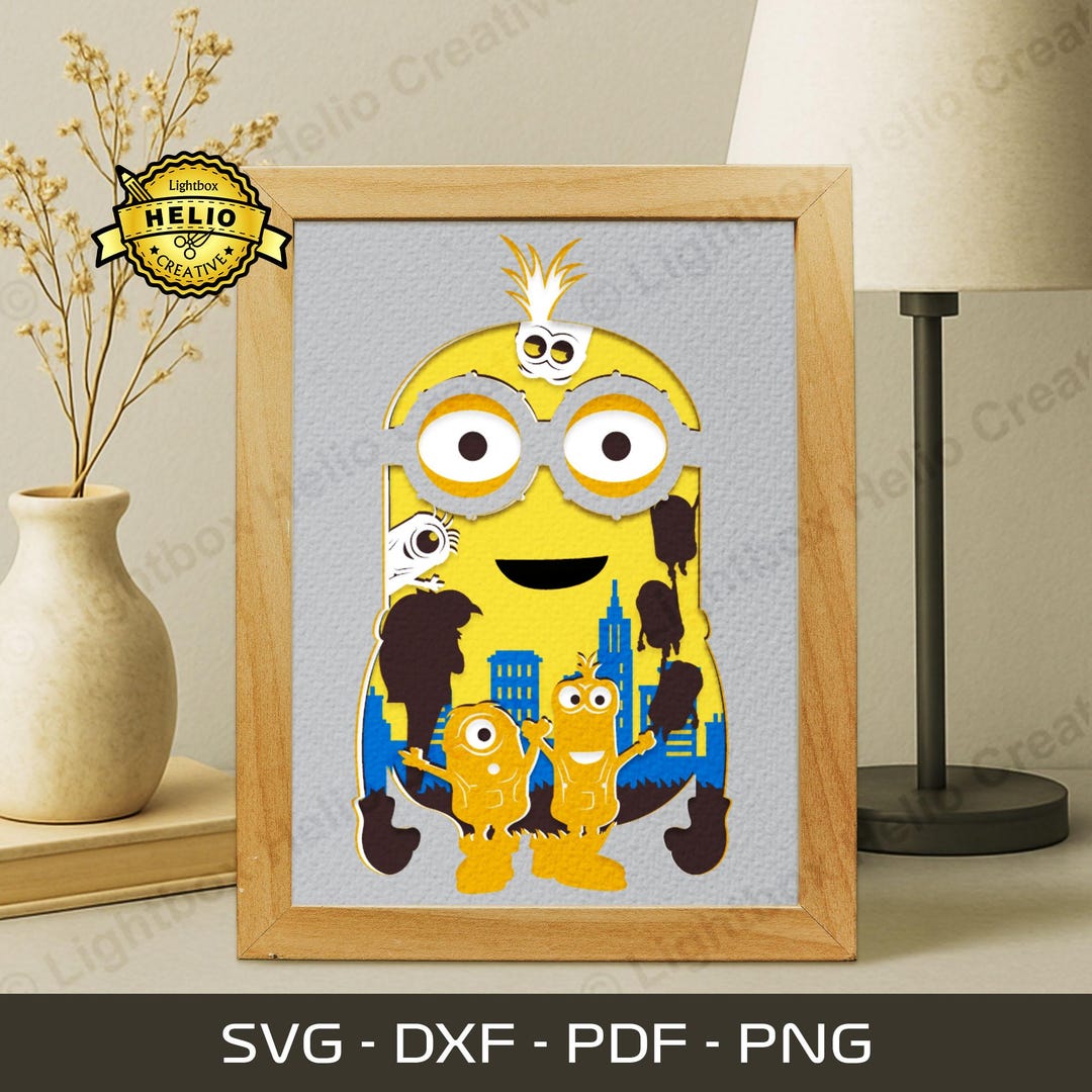 Minions 3D Papercut Lightbox: Despicable Me Shadow Box Template (SVG ...