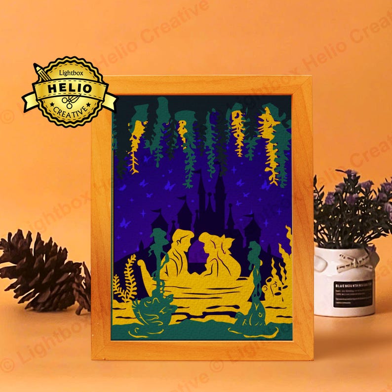 Ariel and Prince Eric 3D Lightbox SVG DXF Files, DIY the Little Mermaid ...